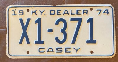 Kentucky 1974 CASEY COUNTY DEALER License Plate # X1-371 | eBay