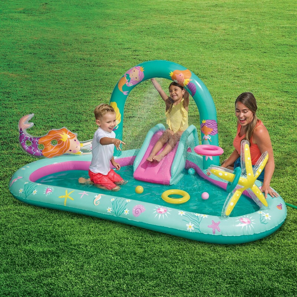 Bluescape Mermaid Inflatable Play Center, Kids Splash Pool with ...