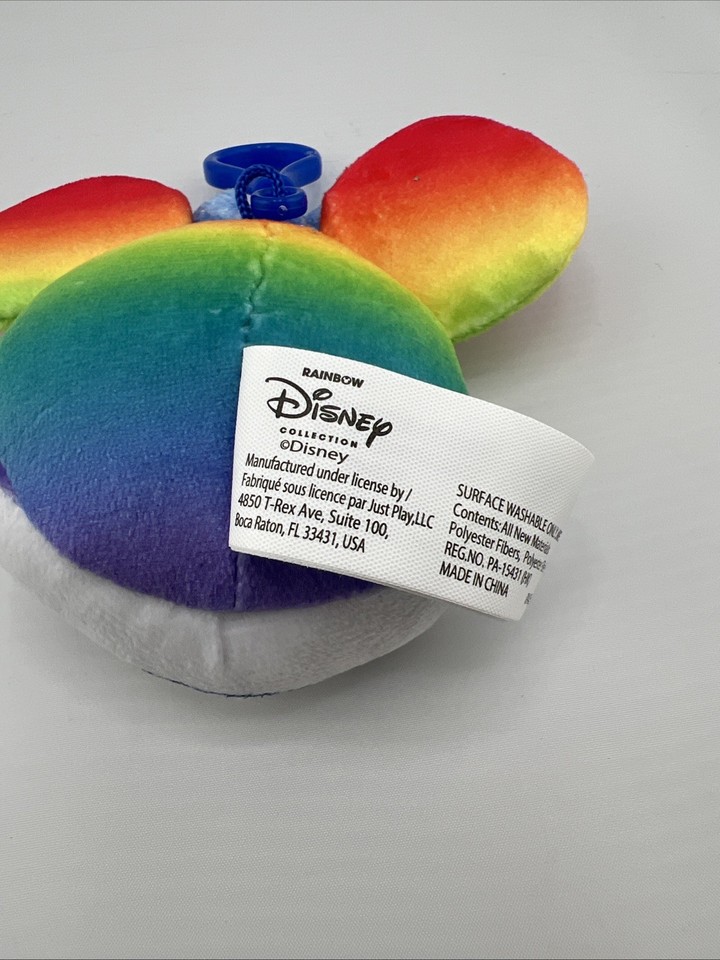 Disney Rainbow Collection Minnie Mouse Plush Backpack Keychain Clip-on ...