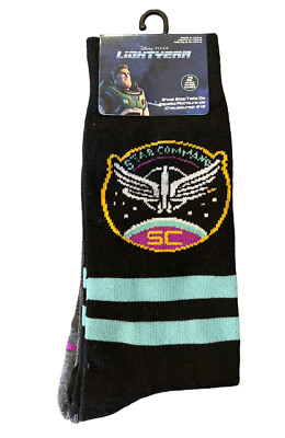 Disney Pixar LIGHTYEAR Star Command 2 Pair Crew Socks Men’s Shoe Size 6 ...