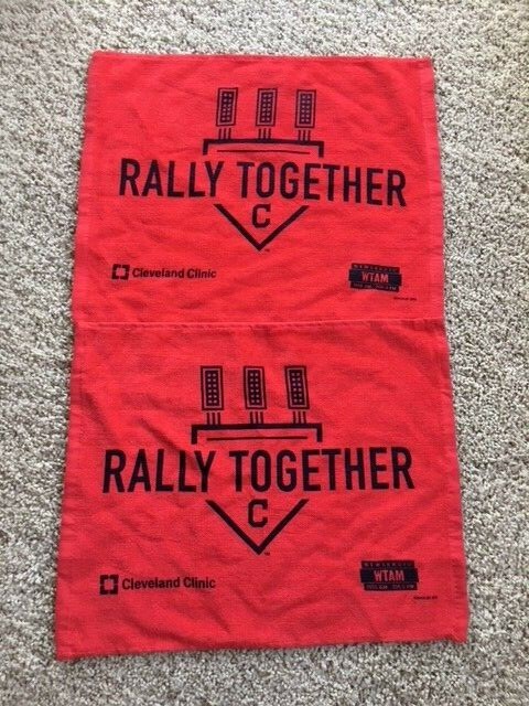 Set of 2 2018 CLEVELAND INDIANS RALLY TOGETHER Rally Towels Clinic WTAM ...