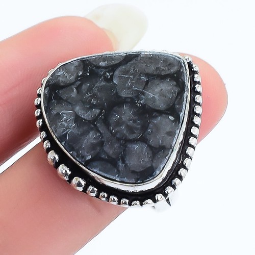 Black Stingray Coral Gemstone Handmade Silver Jewelry Ring Size 7 ...