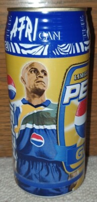 rare PEPSI Cola GOLD AFRI CAN soccer ROBERTO CARLOS can NAMIBIA soft ...