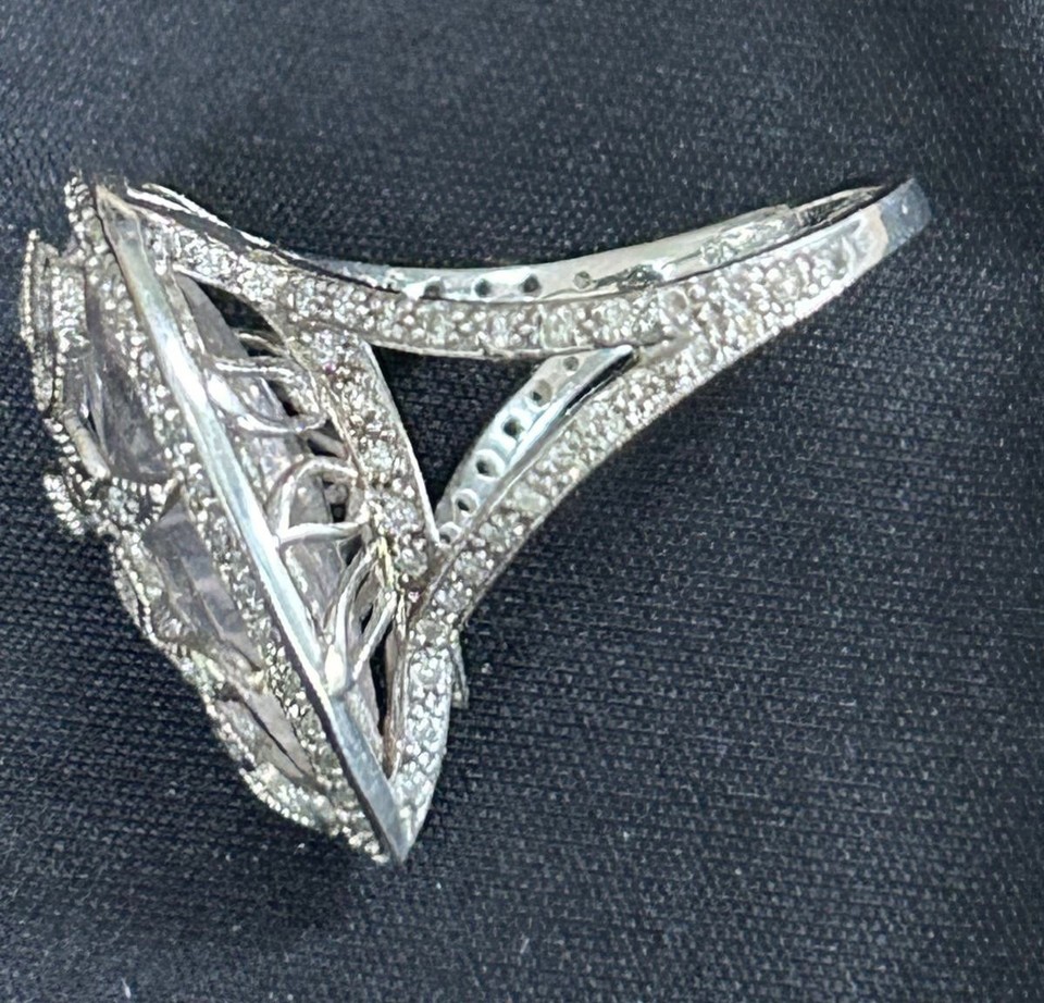 Second Hand 18ct White Gold Pear Shape Kunzite & Diamond Fancy Ring ...