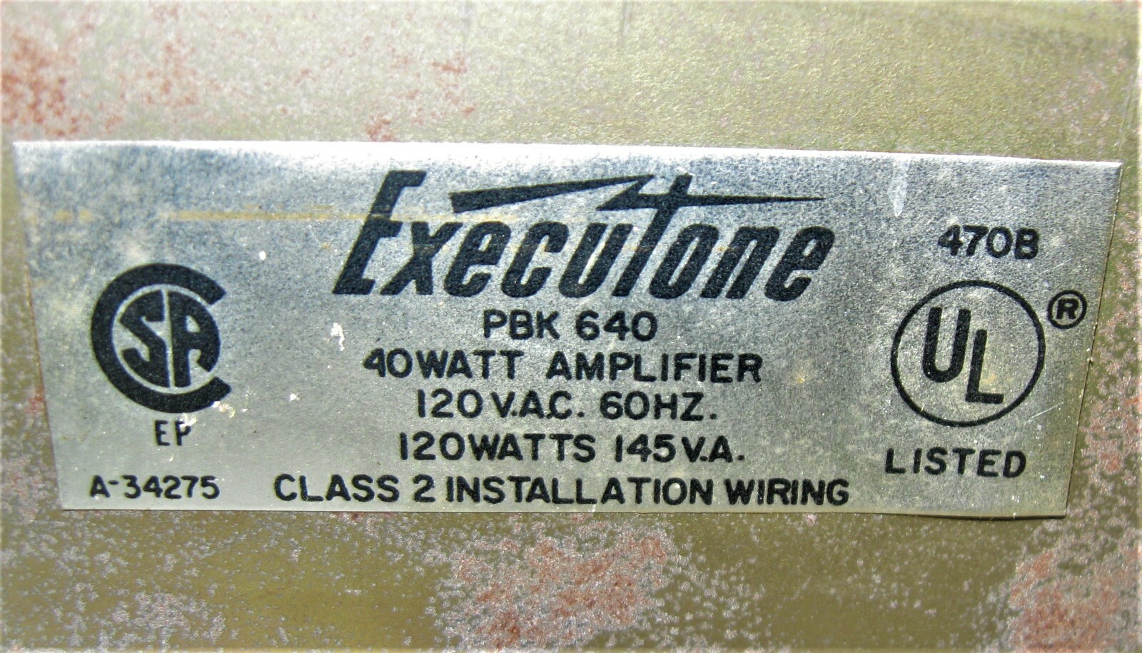 Vintage Executone Model PBK640 40W Amplifier | eBay