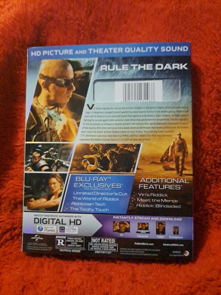 Riddick (Blu-ray/DVD, 2014, 2-Disc Set, Unrated. With Slip Cover ...