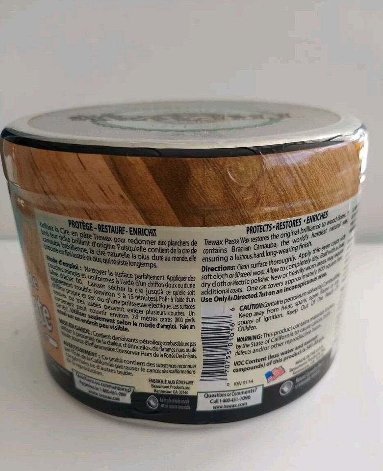 Trewax Paste Wax, Clear, Paste, 12.35 oz, Can | eBay