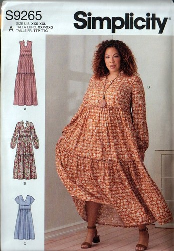 Simplicity 9265 Misses Womens Dress Tiered Boho Peasant Pattern Size 4 ...