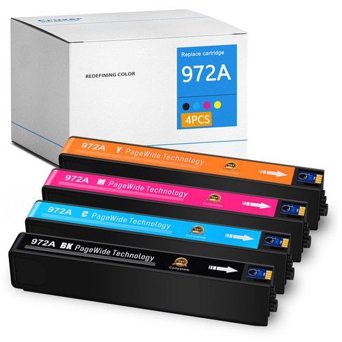 4Pk Generic Ink Cartridge for HP 972A BCMY for HP PageWide Pro 452dn ...