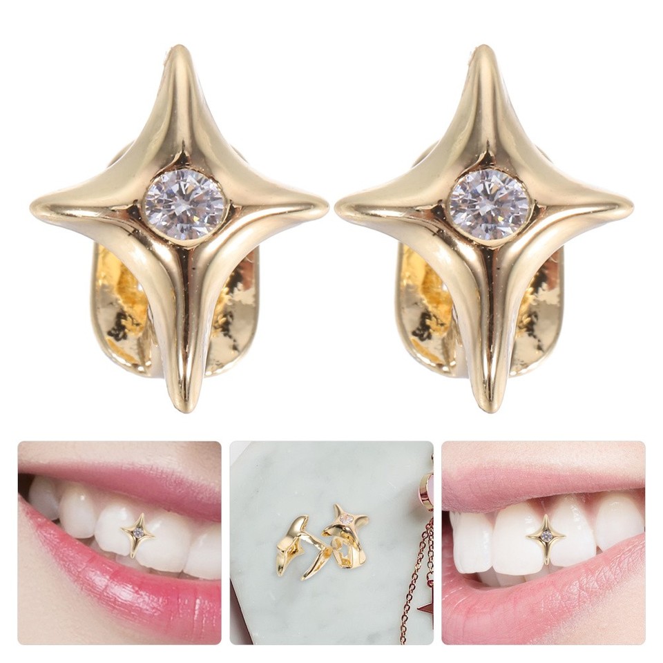 2 Pcs Copper Fashion Tooth Grills Star Shape Teeth Jewelry for Rapper ...
