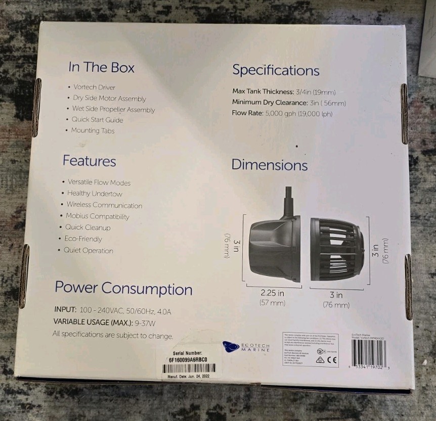 Ecotech MP40 Qd Ecotech Marine VorTech Mp40 MP40QD Mobius New Sealed In ...