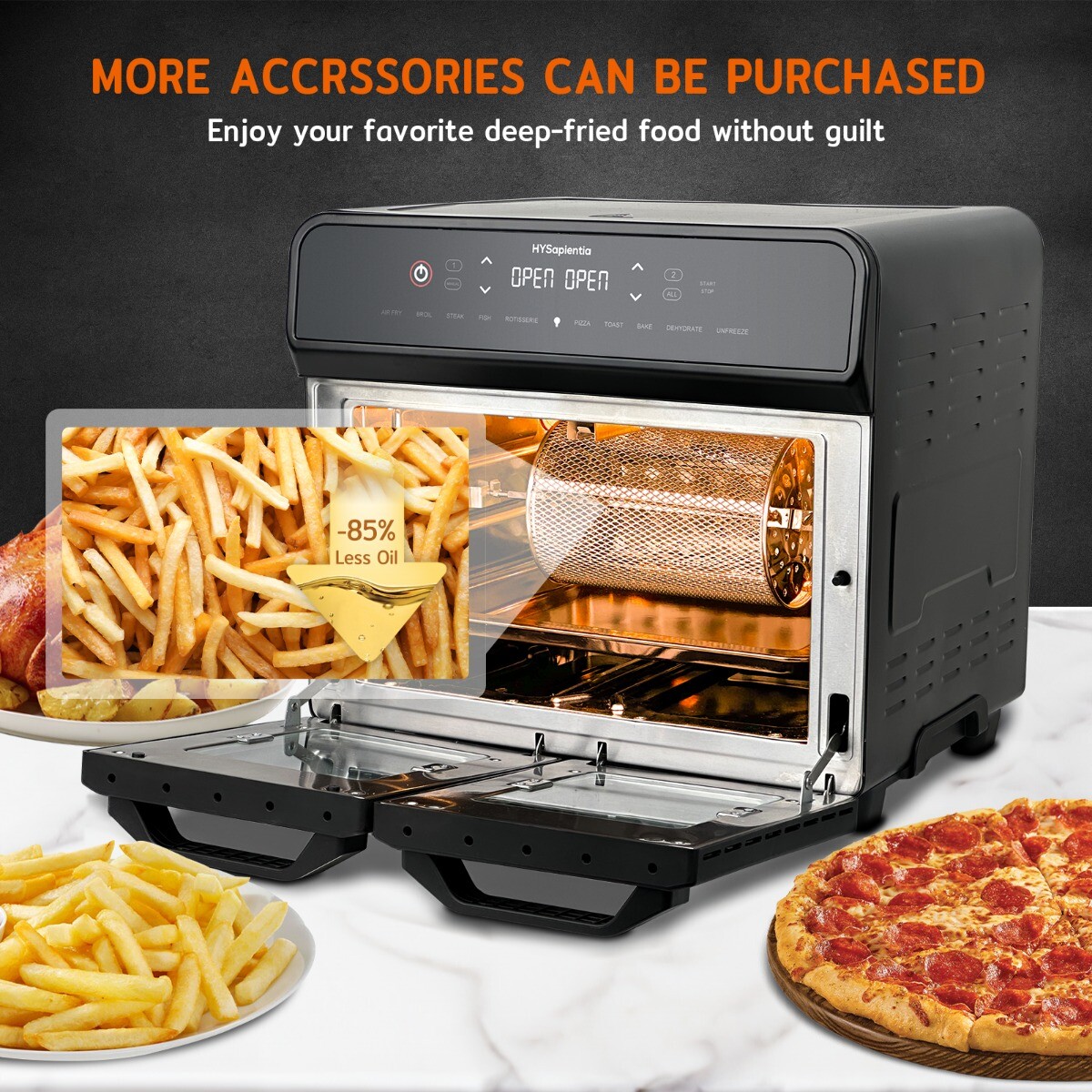 HYSapientia HYS-AFO-05B Dual Zone Air Fryer Oven With Rotisserie 2400w ...