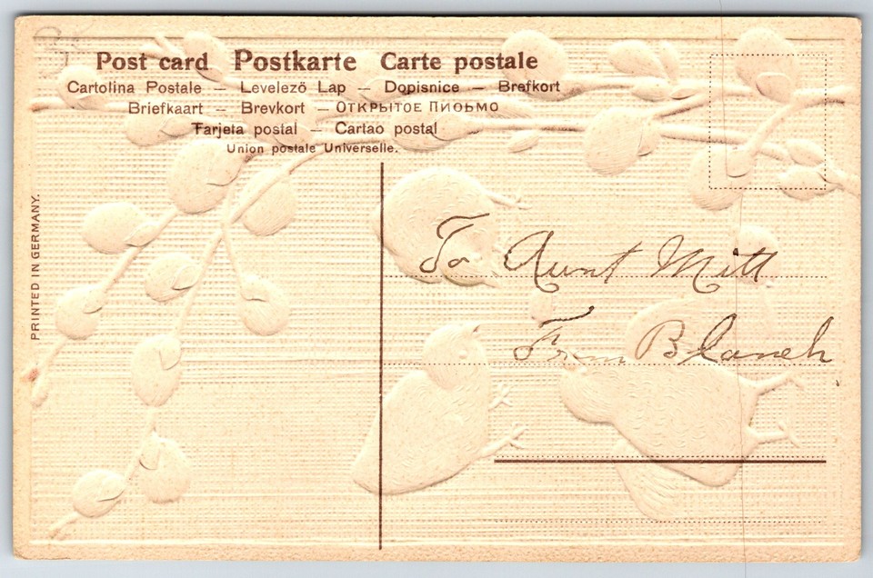 Easter~Three Chicks Follow Lady Bug~Pussy Willows~Textured~Embossed ...