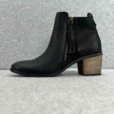 Crevo Autumn Leather Tassel Zip Up Ankle Boot - Black - Women size 6.5 ...