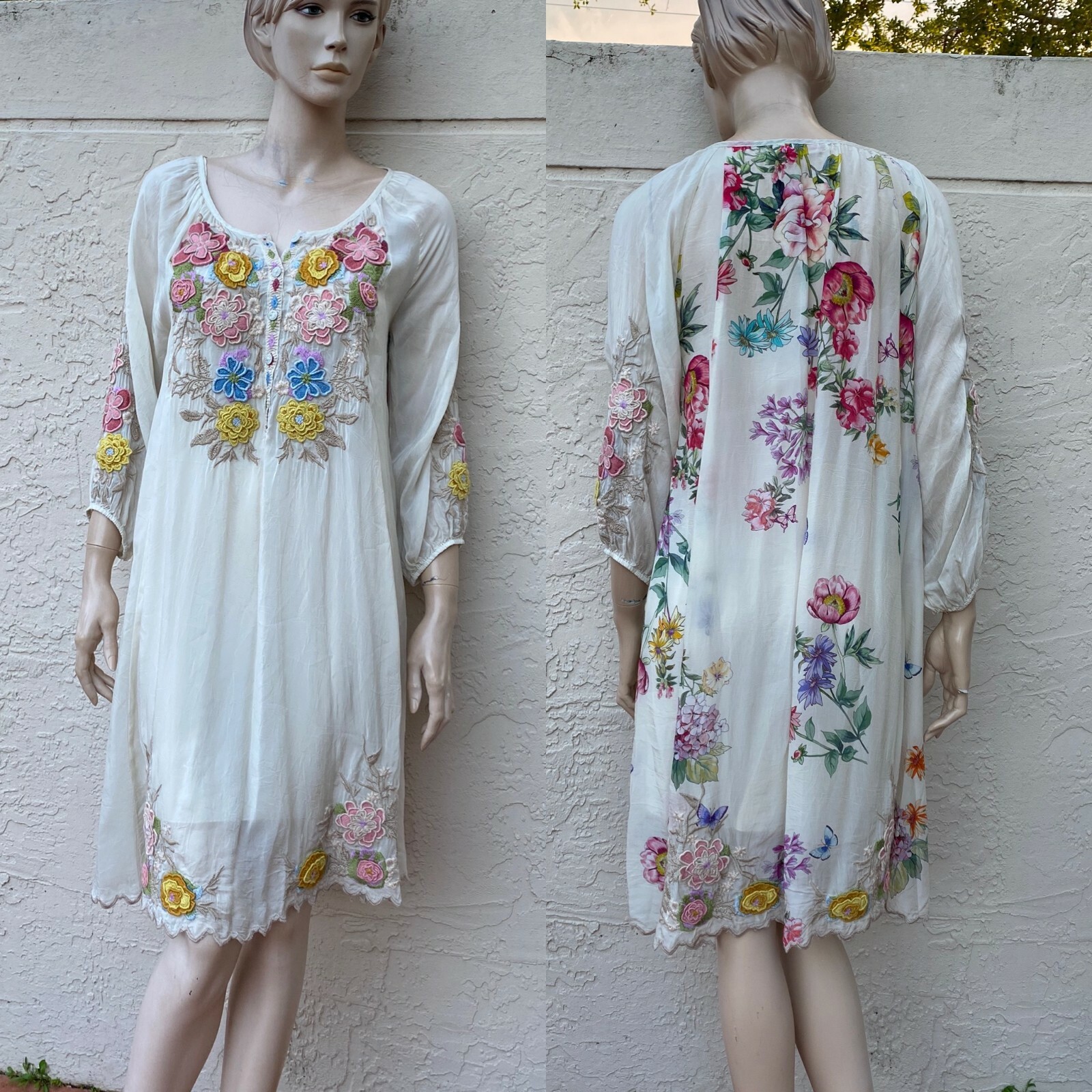 JOHNNY WAS GORGEOUS CEREMONY EMBROIDERED DRESS W/ SLI… - Gem