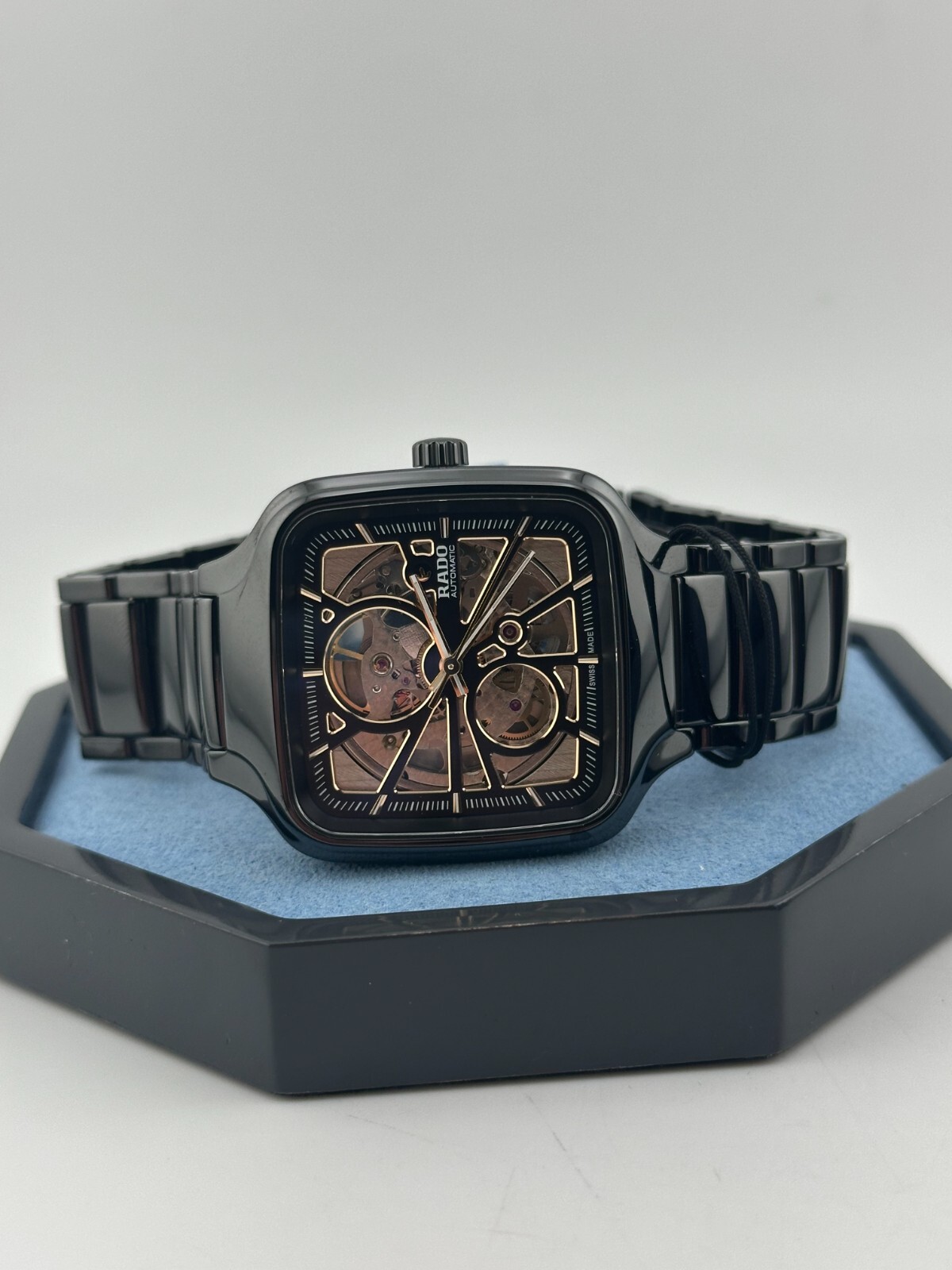 Rado True Square Automatic Open Heart Skeleton Black Dial Men's Watch ...