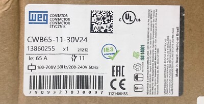 WEG CWB65 11 30V24 3 Pole 65 AMP 180-208 VAC Contactor 13860255 | eBay