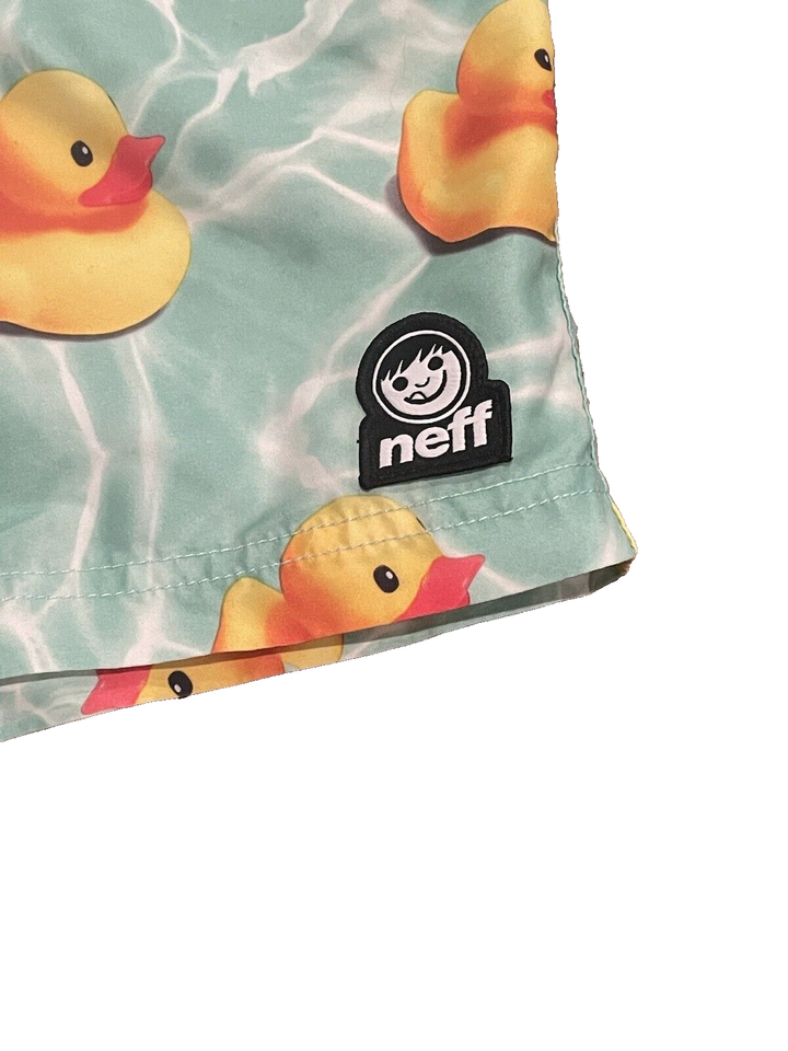 MENS NEFF RUBBER DUCK AQUA GREEN DRAWSTRING size Large SWIM BOARD ...