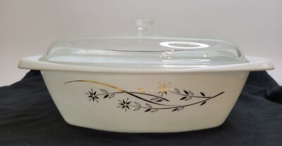 Vintage Pyrex Golden Honeysuckle 4 Qt Casserole #038 W/Clear Lid | eBay