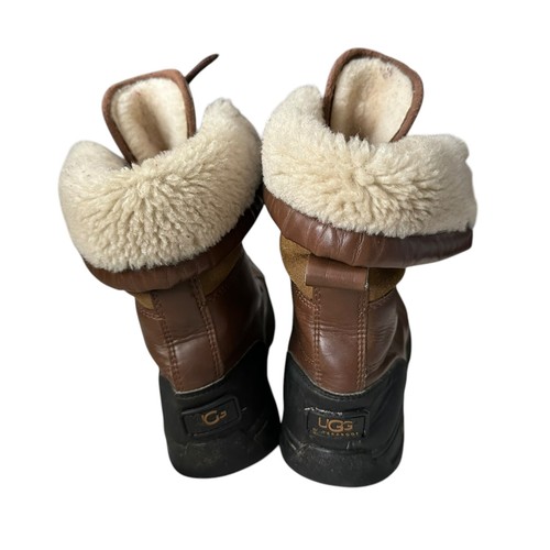 UGG Butte II Winter Brown Leather Boot Size 4 Big Kids Waterproof | eBay