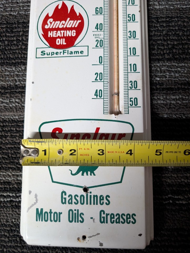 Rare Vintage Sinclair Dino Heating Oil Super Flame Thermometer | eBay
