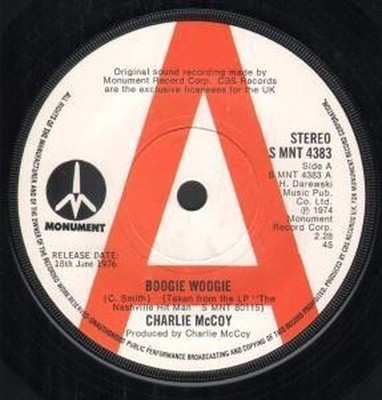 Charlie McCoy Boogie Woogie 7" Vinyl UK Monument 1976 A Label Promo B/W ...