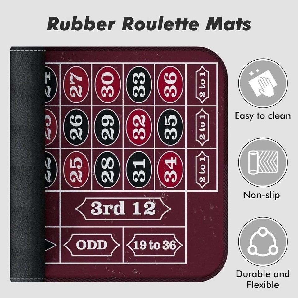 Roulette Mat Roulette Wheel Set for Adults with Rubber Roulette Table ...
