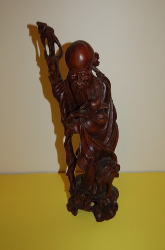 Japanese Wooden Hermit STATUE sculpture Figurines Buddhist art vintage ...
