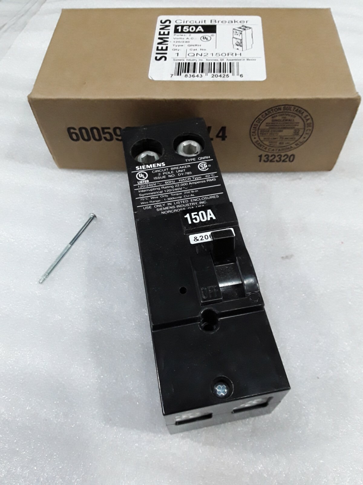 QN2150RH SIEMENS 150AMP 2OLE 240V NEW | eBay
