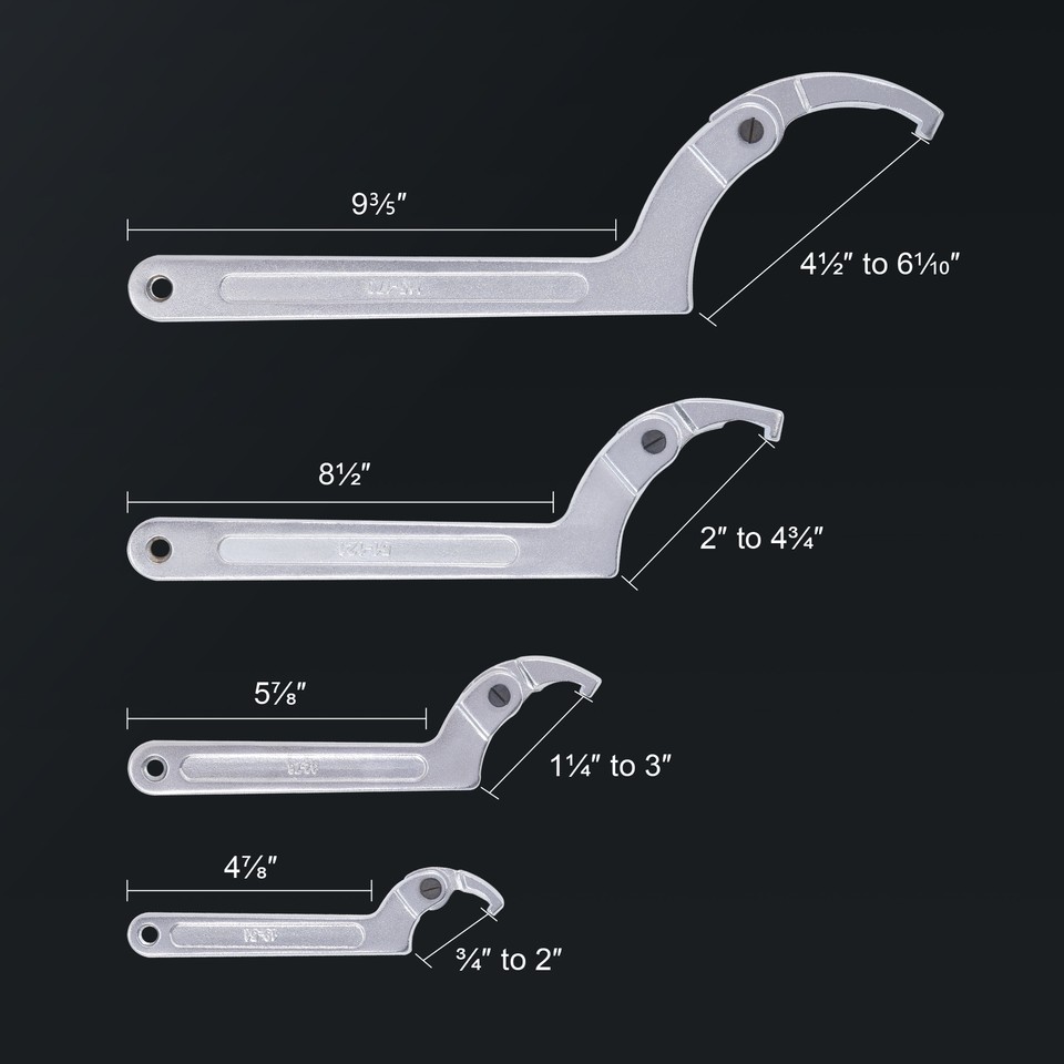 OMT 10Pc Adjustable Hook Pin Spanner Wrench Tool Set Locking Nut Wrench ...