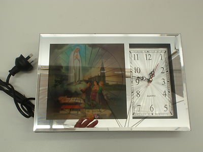 RELIGIOUS CHRISTIAN XMAS CHRISTMAS ILLUMINATED LIGHT CLOCK FATIMA ...