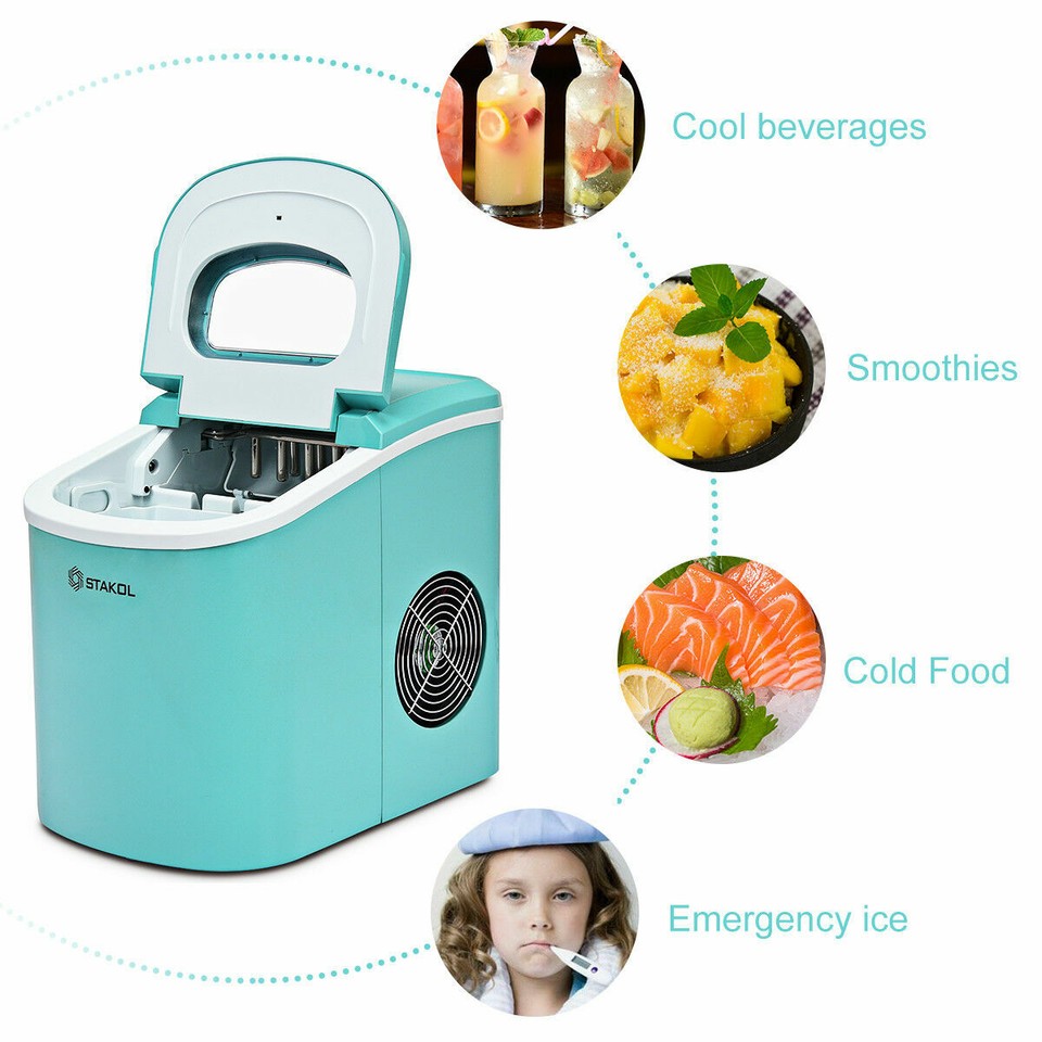 Portable Compact Electric Ice Maker Machine Mini Cube 26 lbs/Day Mint ...