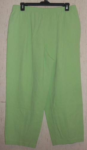 EXCELLENT KORET woman GREEN CRINKLE COTTON PULL ON CAPRI CROPPED PANT ...