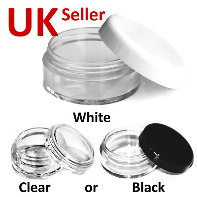 3ml 3g Small Round Plastic Jars Pots Containers Sample Cosmetic Make-Up ...