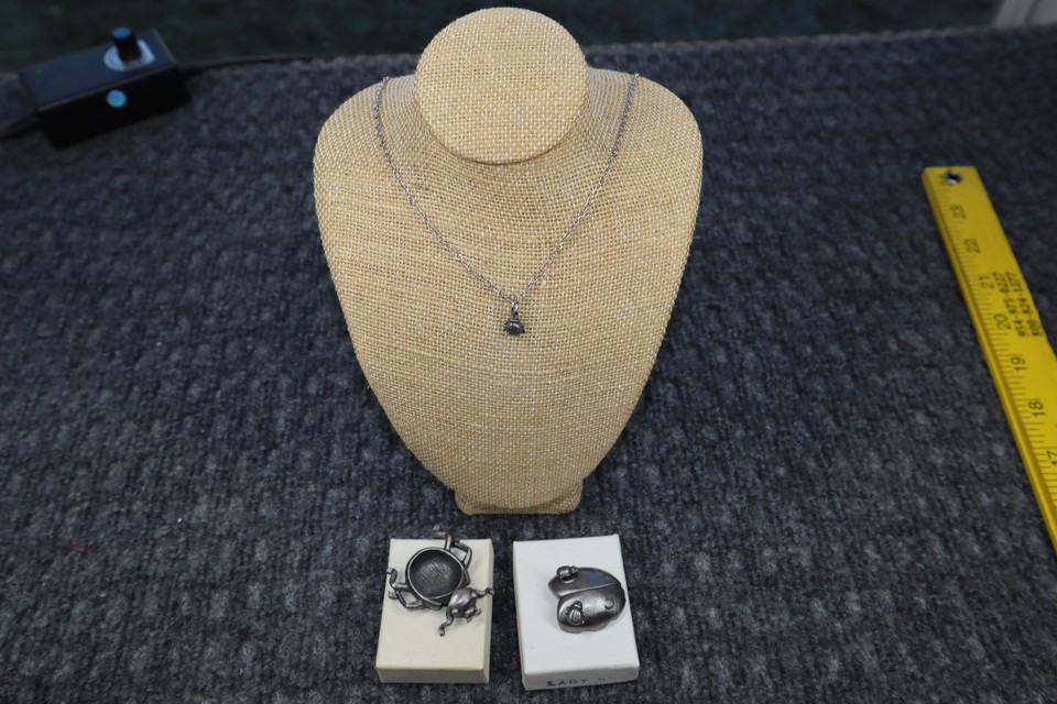 Vintage Torino Pewter Lady Bug Broach Earrings Necklace Trinket Box | eBay