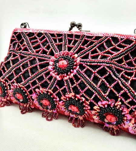 Vtg Evening Purse RED & BLACK Fully Hand beaded Front & Back | eBay