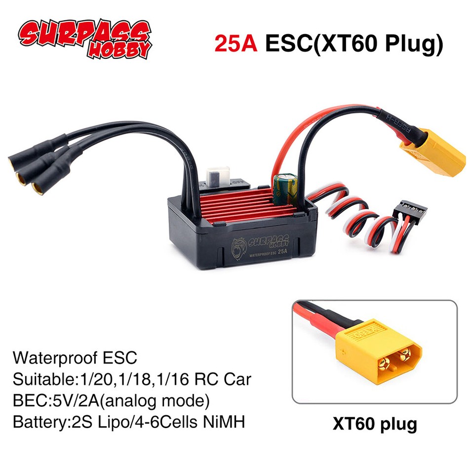Surpass Hobby ESC 150A 80A 120A 25A 45A 60A Waterproof for 1/8 1/10 1/ ...