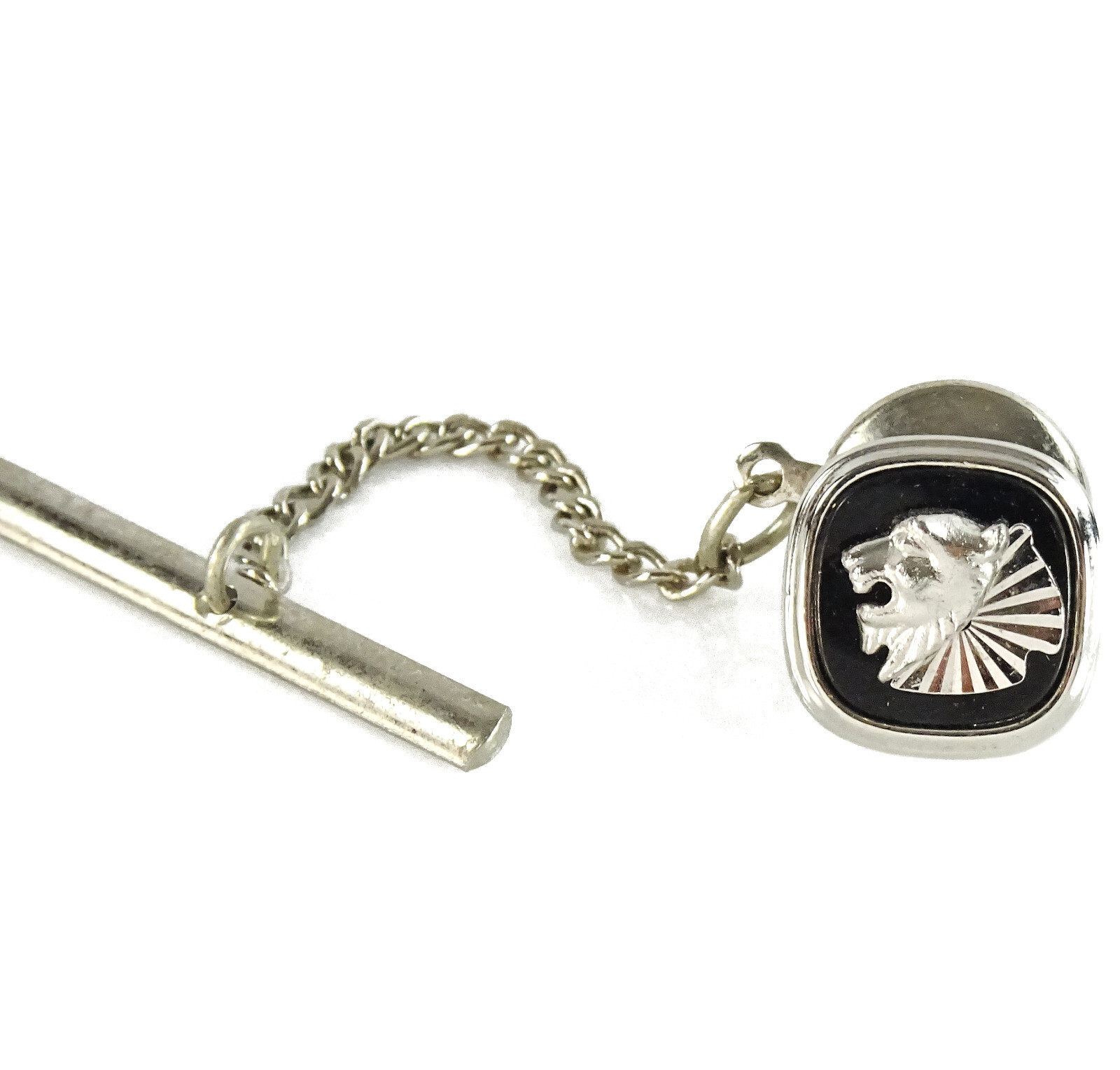 Swank Roaring Lion Black and Silvertone Tie Tack Pin … - Gem