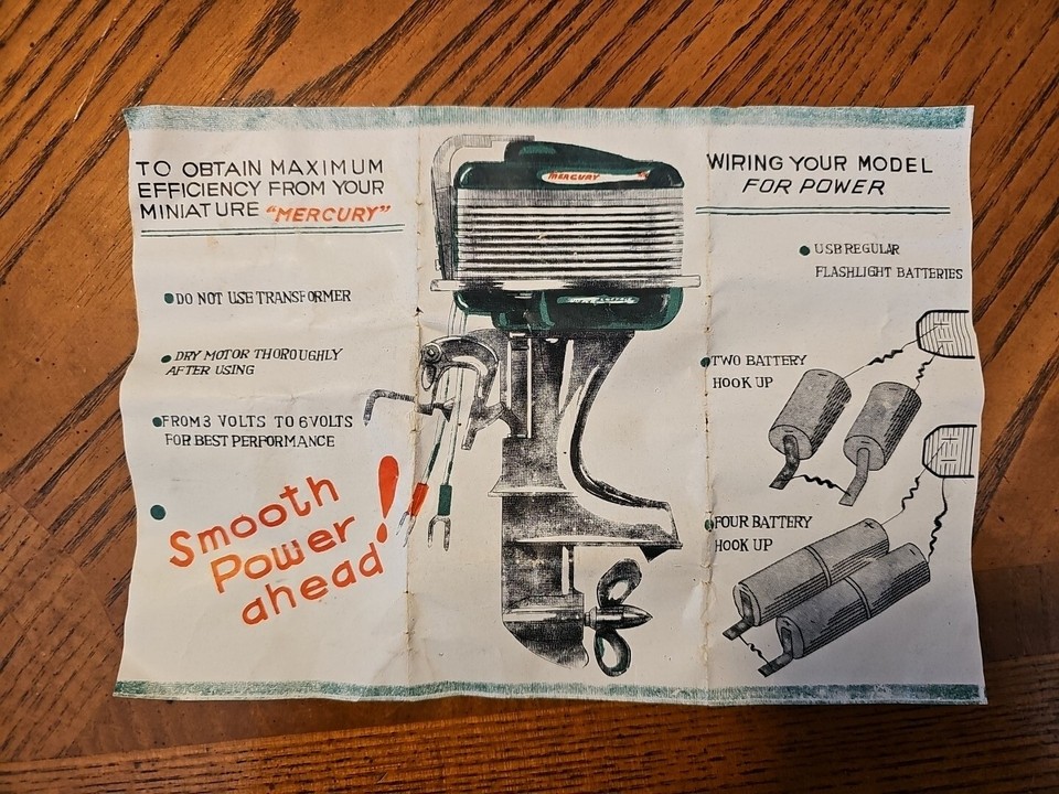 Vintage K&O Mercury Thunderbolt Mark 55 Toy Outboard Boat Motor with ...