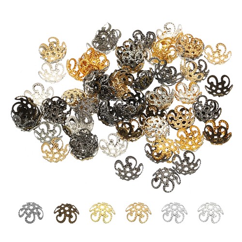Flower Bead Caps, 100Pcs 10x4mm Hollow Metal Spacer Bead End Caps ...