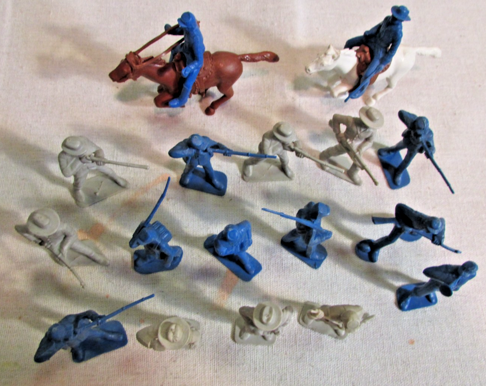 1960's Marx playset Civil War 60mm Blue Gray Army soldiers Horses ...