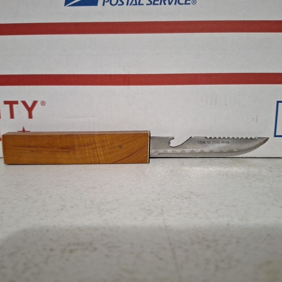 Vintage Floating Fish Knife Stainless Steel Blade Japan Wood Handle ...