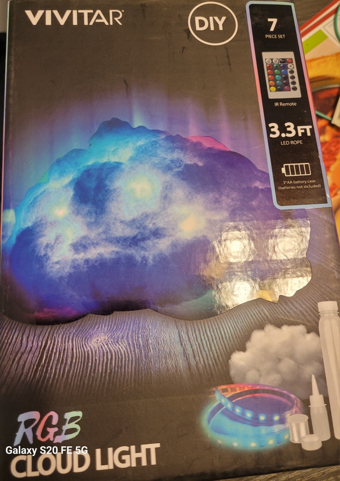 Vivitar RGB Cloud Light 3.3ft LED RGB Multi-Colored Light Strip Remote ...