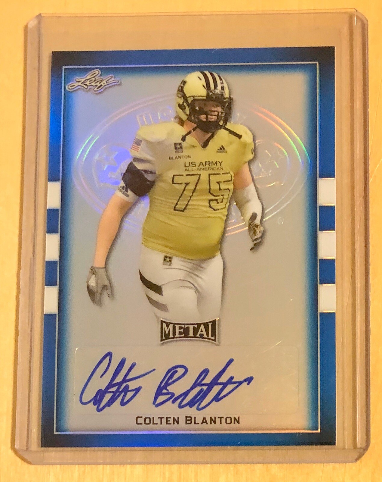 Colten Blanton 2018 Leaf Army Blue Metal Logo Auto 11/50 Texas A&M ...