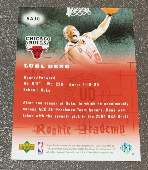 Luol Deng Rookie Academy Upper Deck Chicago Bulls NBA Basketball Card ...