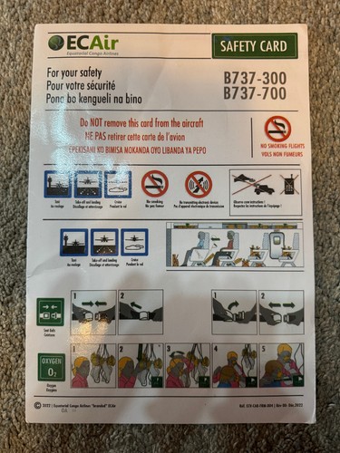 Safety Card ECair Equatorial Congo Airlines Boeing B737-300/-700 Rev 00 ...