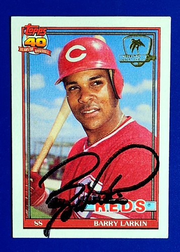 1991 Topps DESERT SHIELD Barry Larkin AUTOGRAPH Rare On Card Auto #730 ...