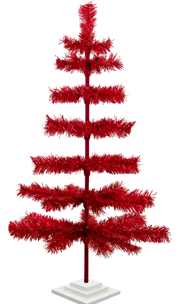 Red Tinsel Christmas Trees Decorative Tabletop Holiday Tree 36in | eBay