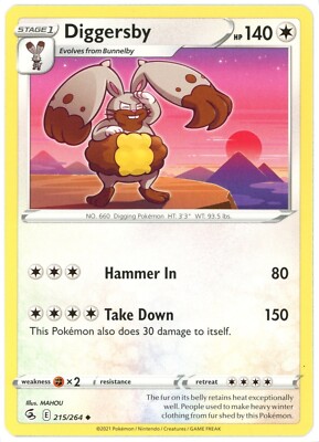 Diggersby - 215/264 - Fusion Strike 2021 - Pokemon - LP/NM Never Played ...