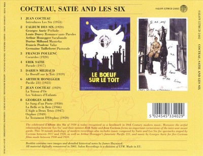 VARIOUS ARTISTS JEAN COCTEAU, ERIK SATIE AND LES SIX NEW CD ...